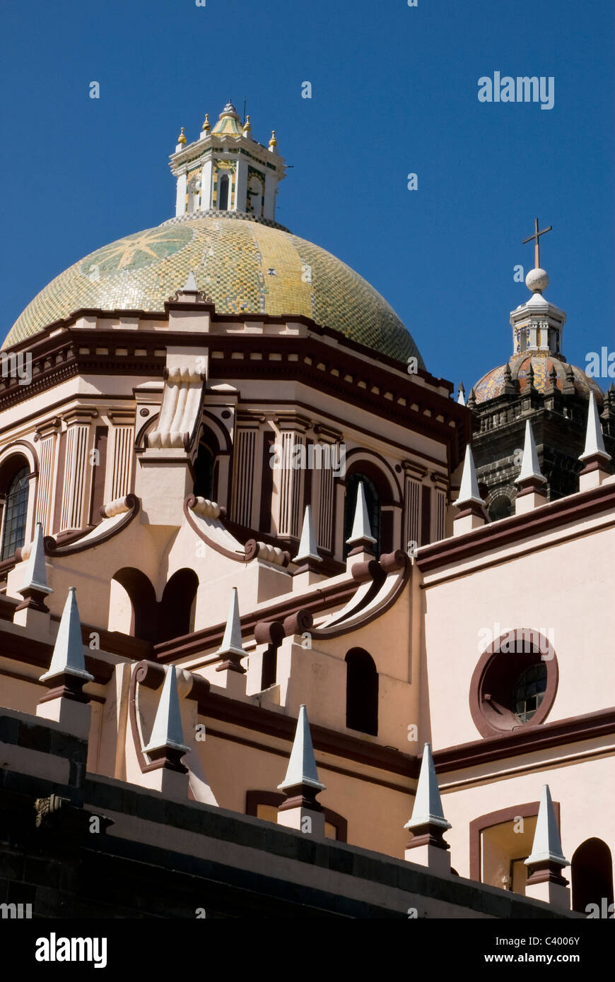 Puebla Cathedral (1575-1690).Main facade and the Towers. City of Puebla ...