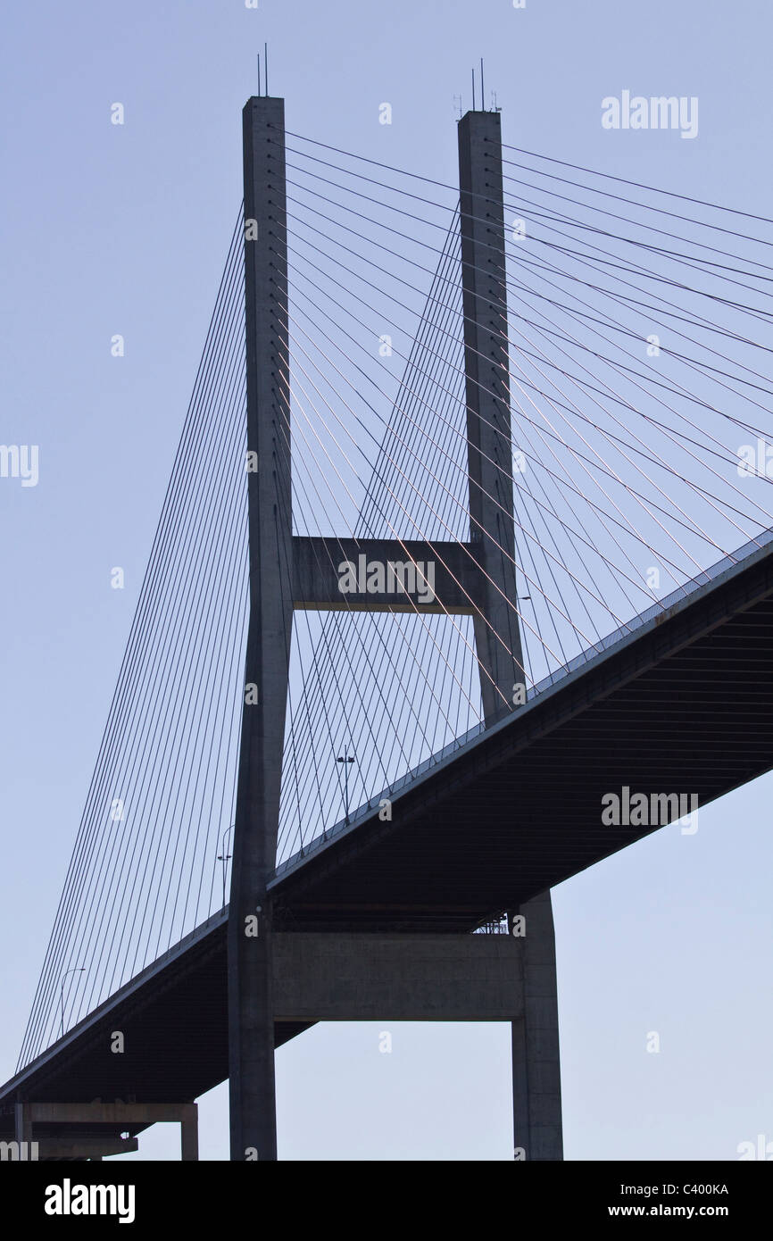 Alex Fraser Bridge over the Fraser River as seen from underneath, Delta ...