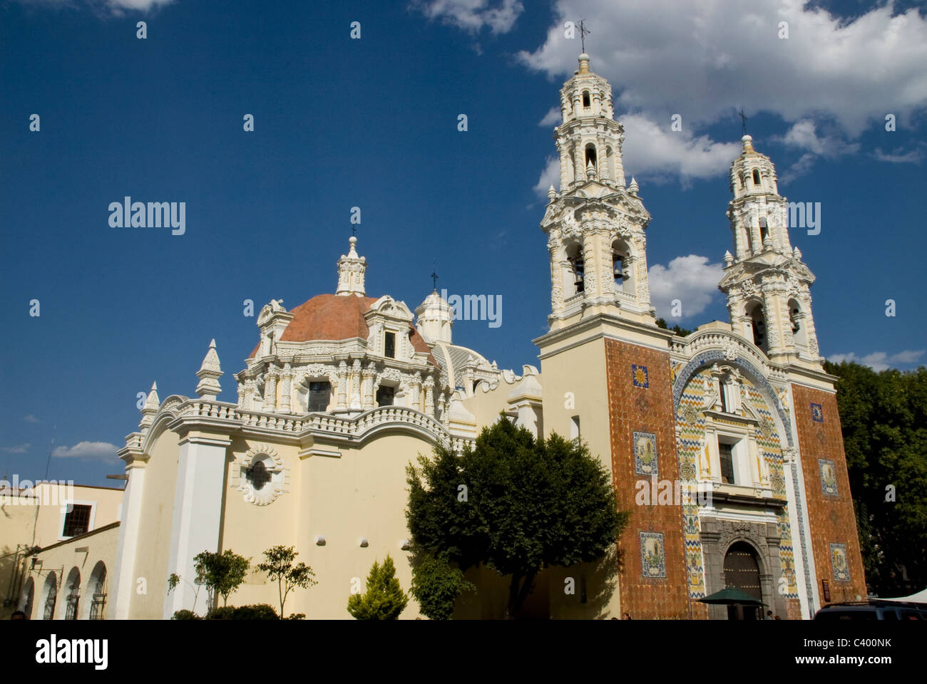 Traditional architecture in the city of Puebla.Temple of Guadalupe ...