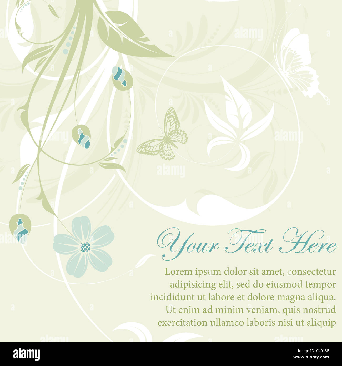 Flower frame with butterfly, element for design, vector illustration ...