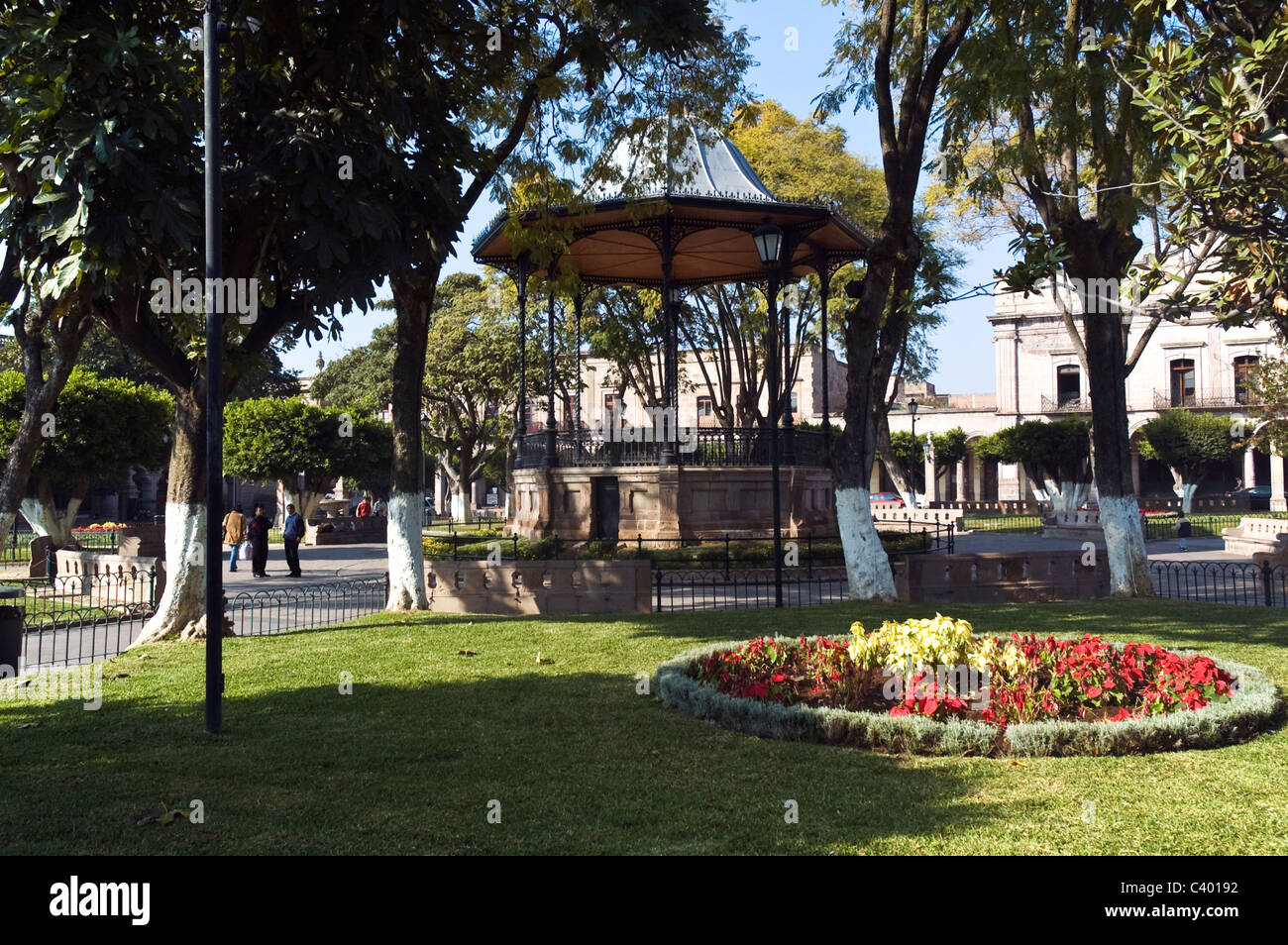 Elk187-6007 Mexico, Michoacan, Morelia, Plaza de Armas, park Stock ...
