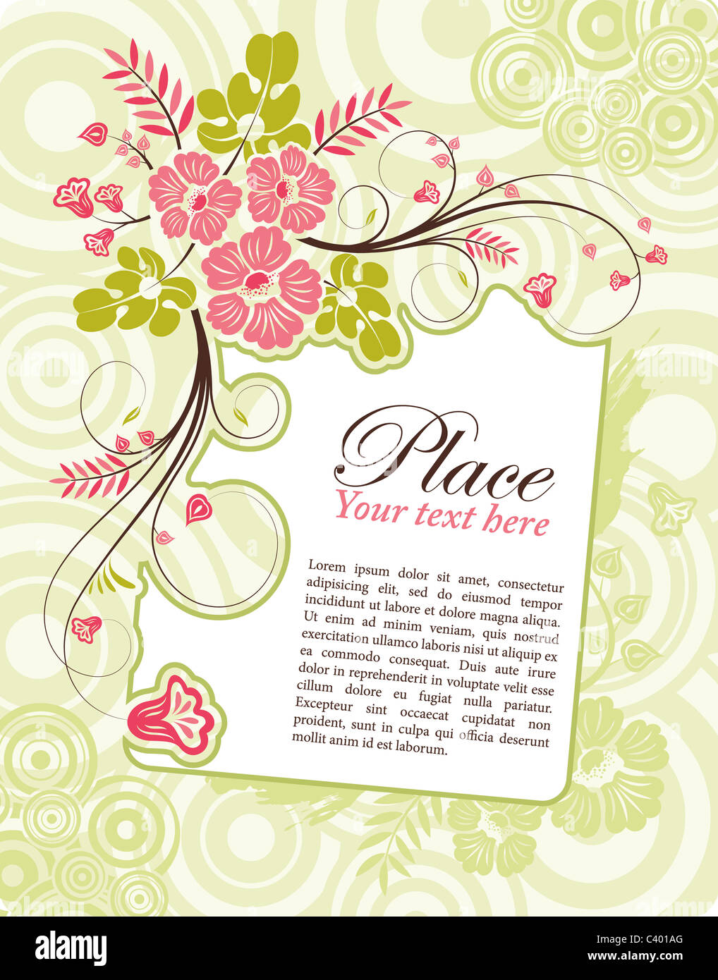 Flower frame with bud, element for design, vector illustration Stock ...