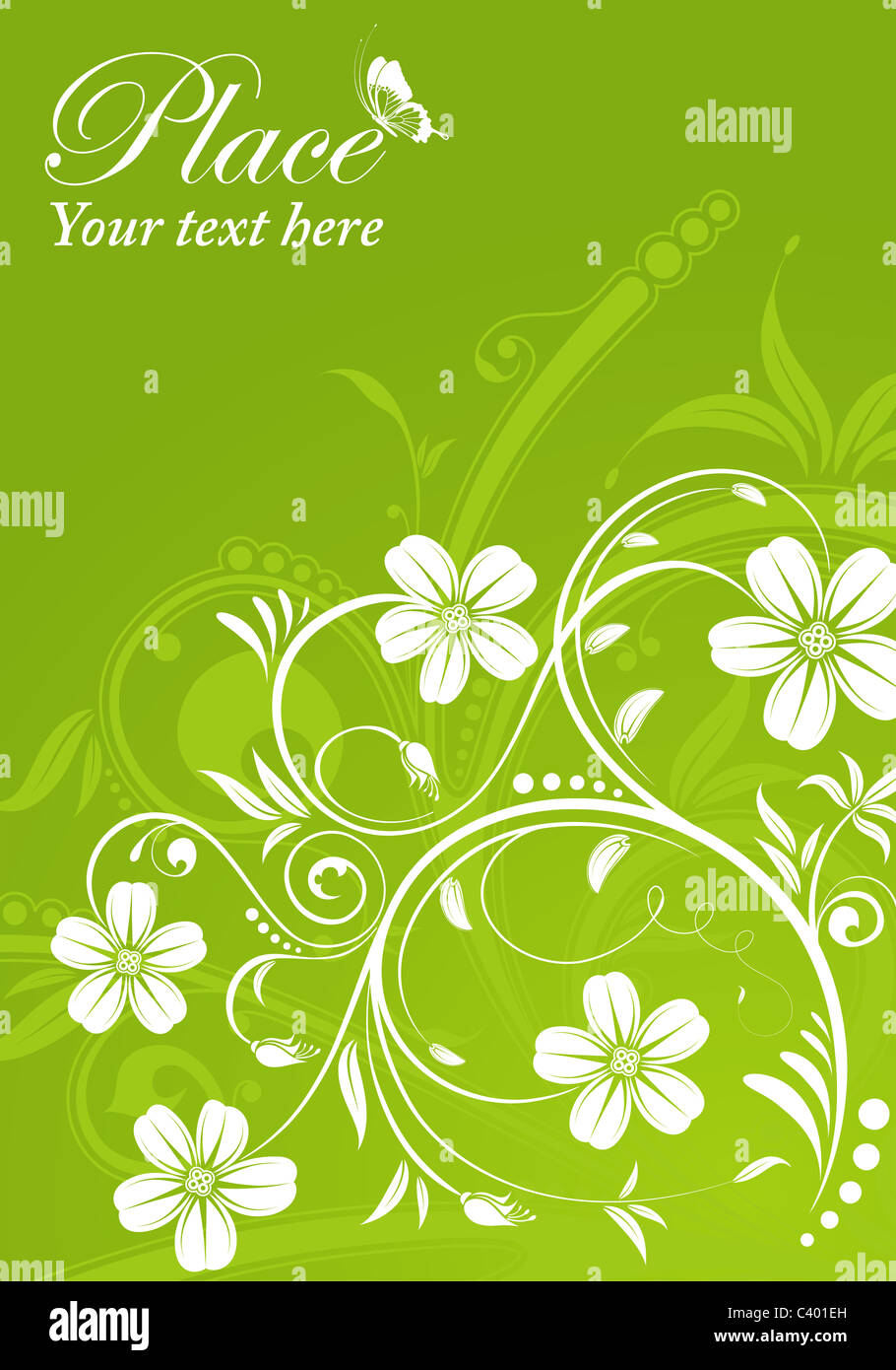 Flower frame with butterfly, element for design, vector illustration ...