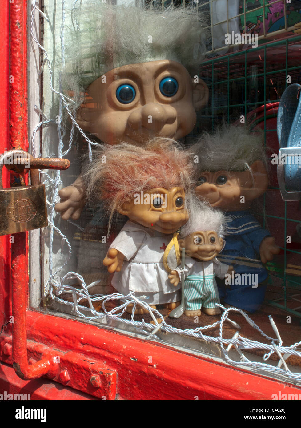 Family of Trolls in shop window, Brighton England Stock Photo - Alamy