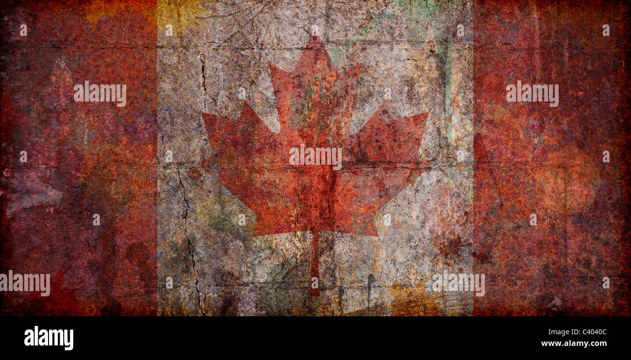 A grunge style, distressed, textured illustrated Canadian Flag Stock ...