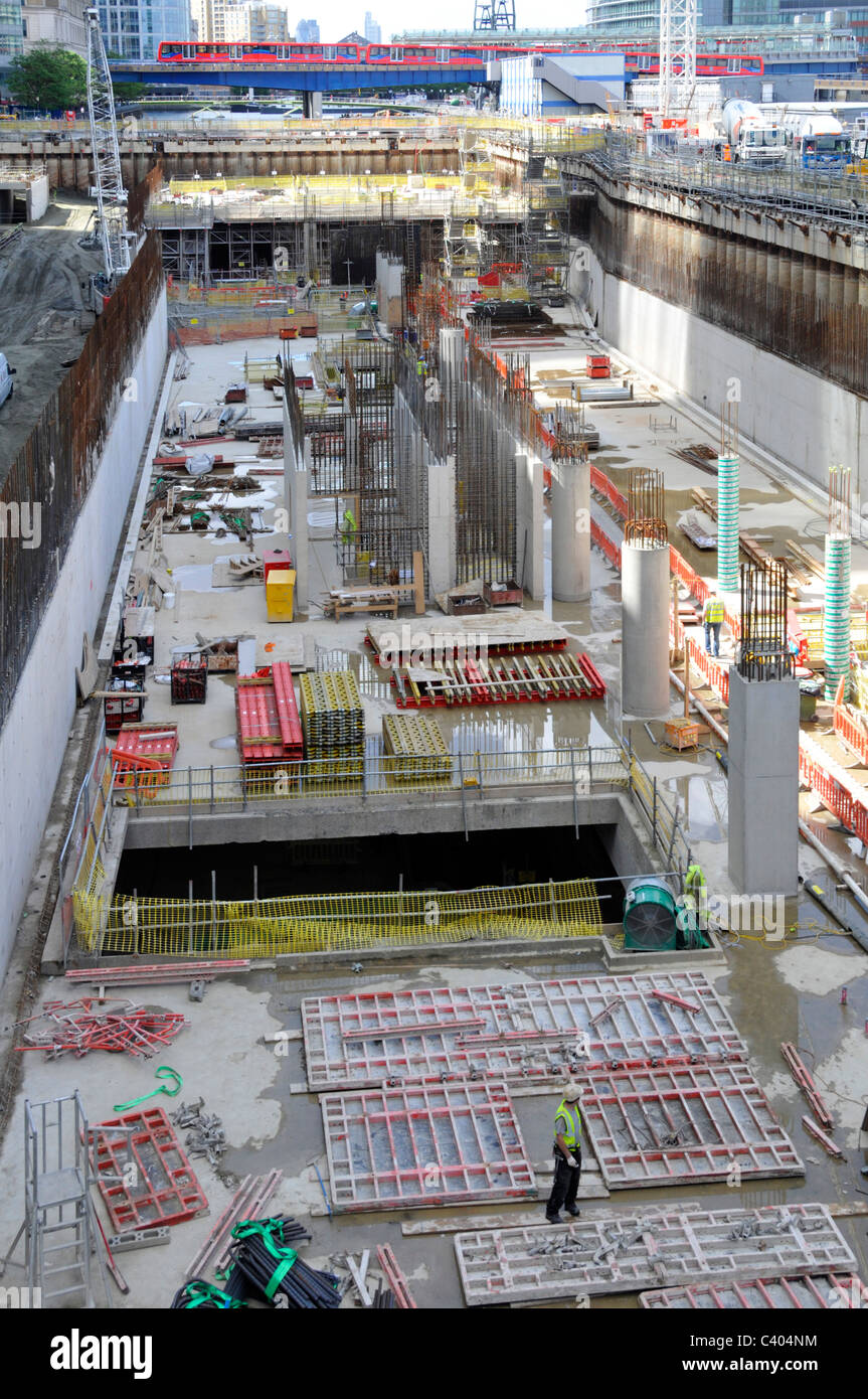 Aerial view building construction industry site work in progress in ...