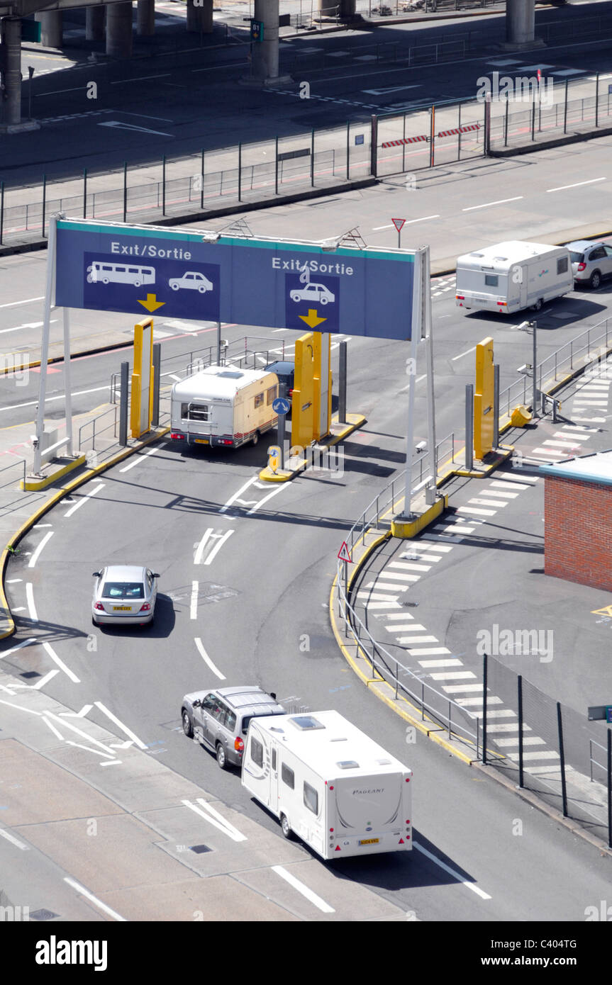 Aerial view newly arrived from crossing channel ferry traffic heading ...