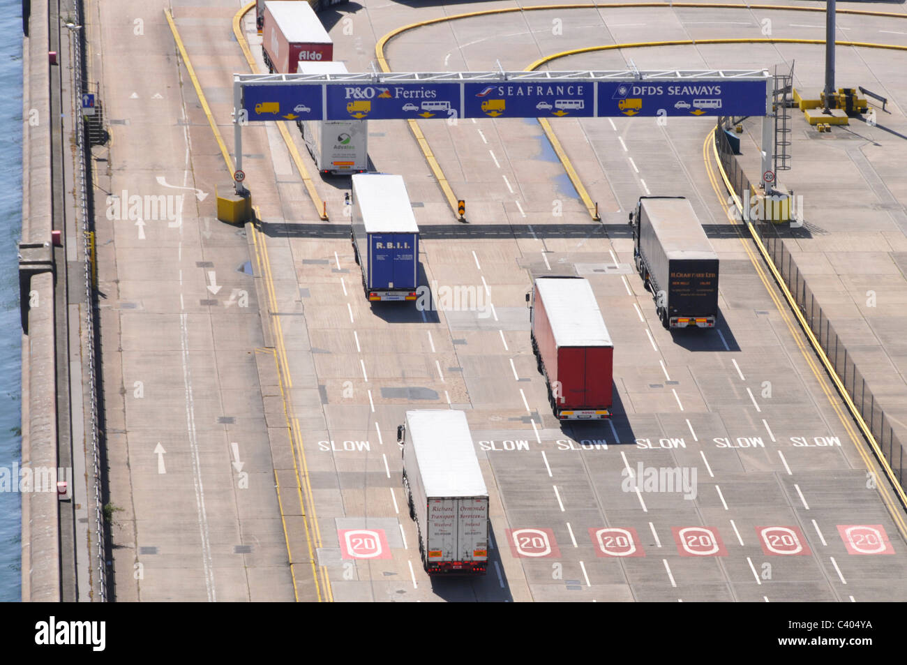 Dover Ferry Terminal traffic management system showing vehicle check in ...