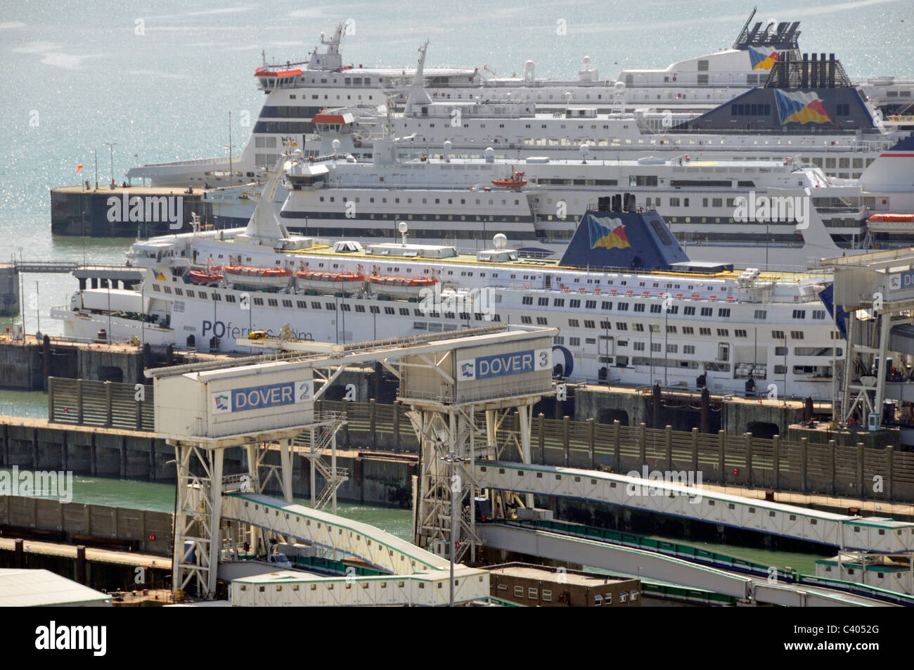 Cross channel ferries at Dover Ferry terminal Stock Photo - Alamy
