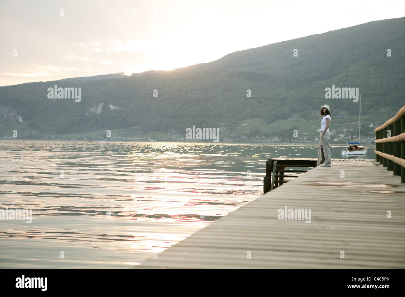 woman, beauty, lakeside, sunset, trip, jetty, portrait, females, 30-39 ...