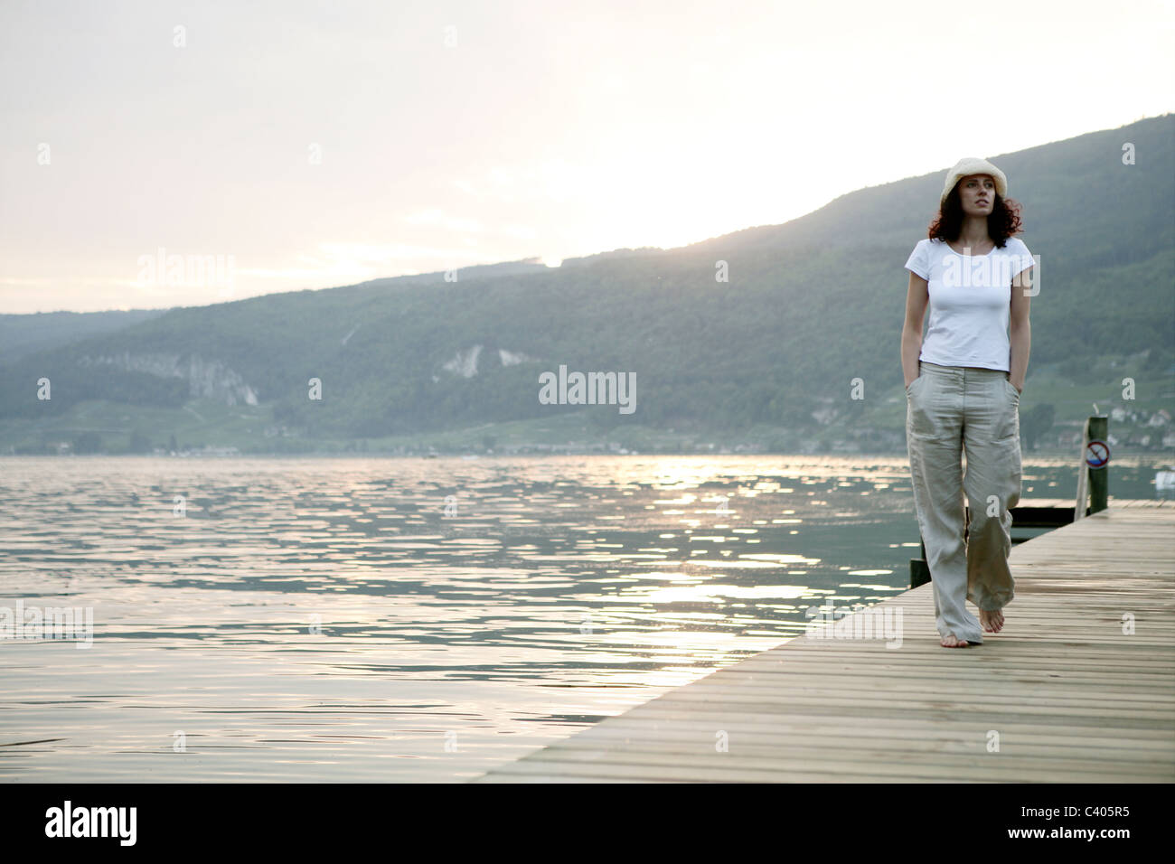 woman, walking, beauty, lakeside, trip, jetty, portrait, females, 30-39 ...