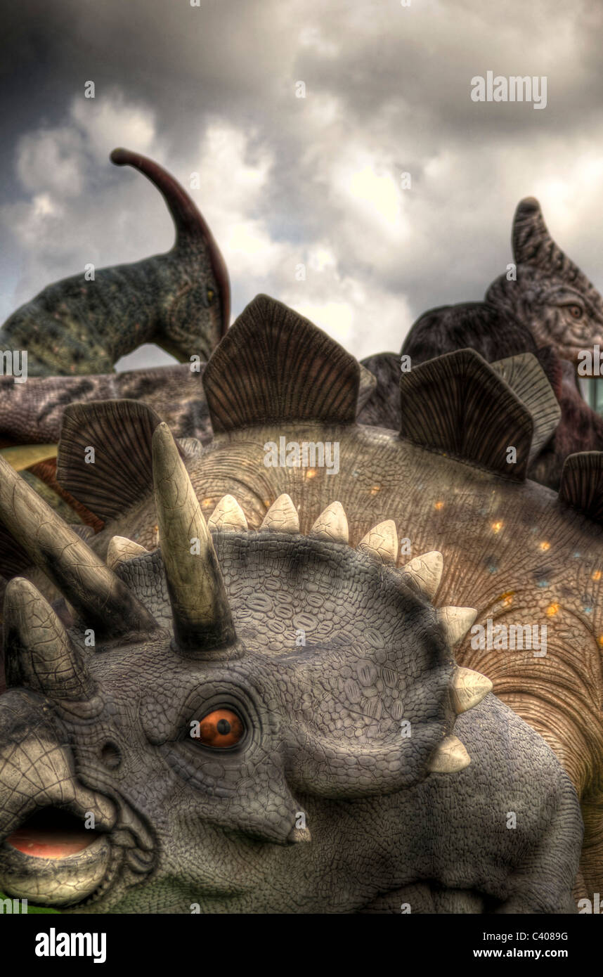 Triceratops three horned Dinosaur at a dinosaur park Stock Photo - Alamy