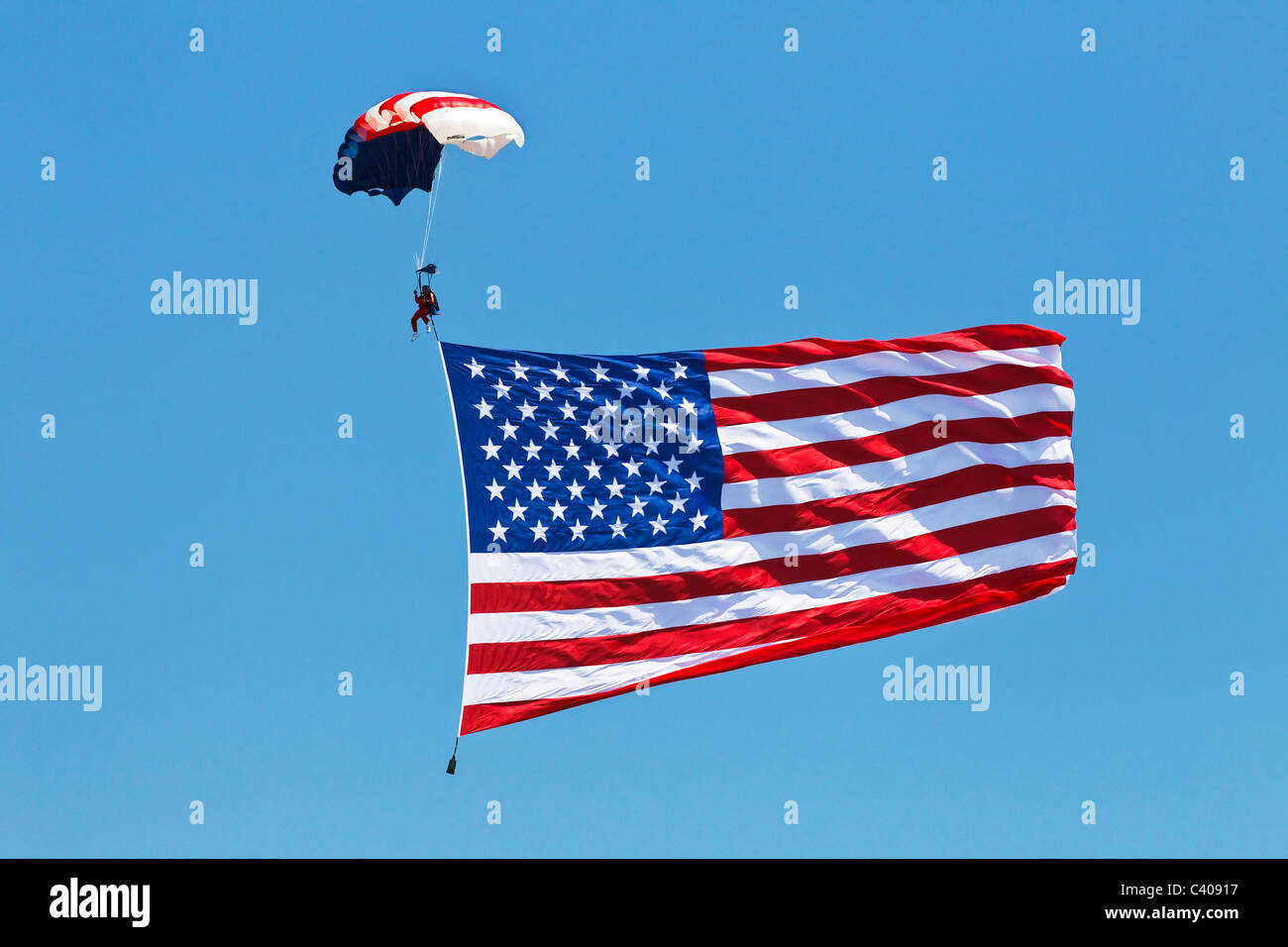 Stars&Stripes Parachute descent Stock Photo - Alamy