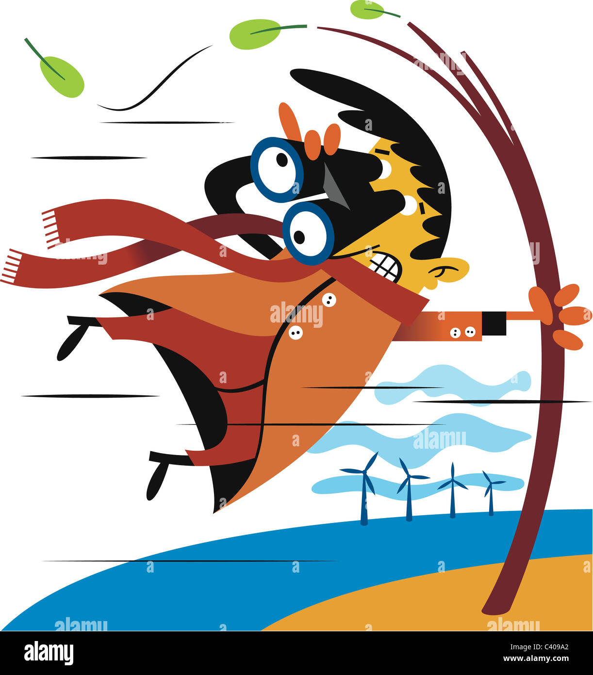 Wind blown illustration hi-res stock photography and images - Alamy