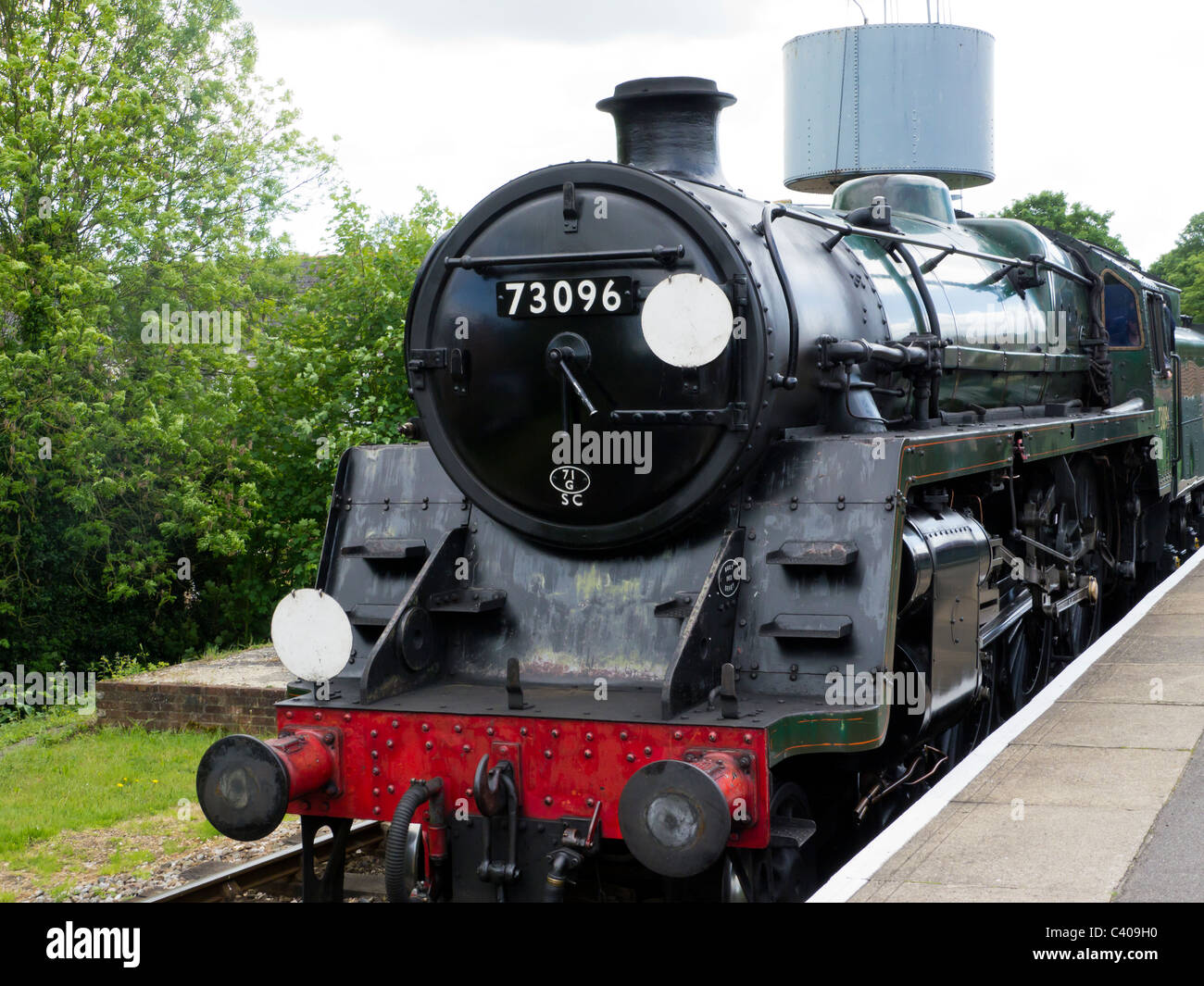 Railway locomotive 73096 on the Mid Hants Railway (the Watercress Line ...