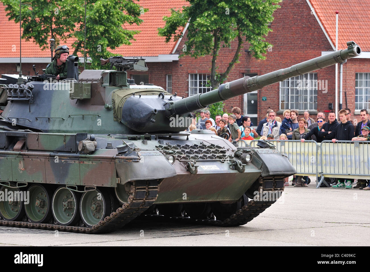 Leopard 1 battle tank demonstration during open day of the Belgian army ...