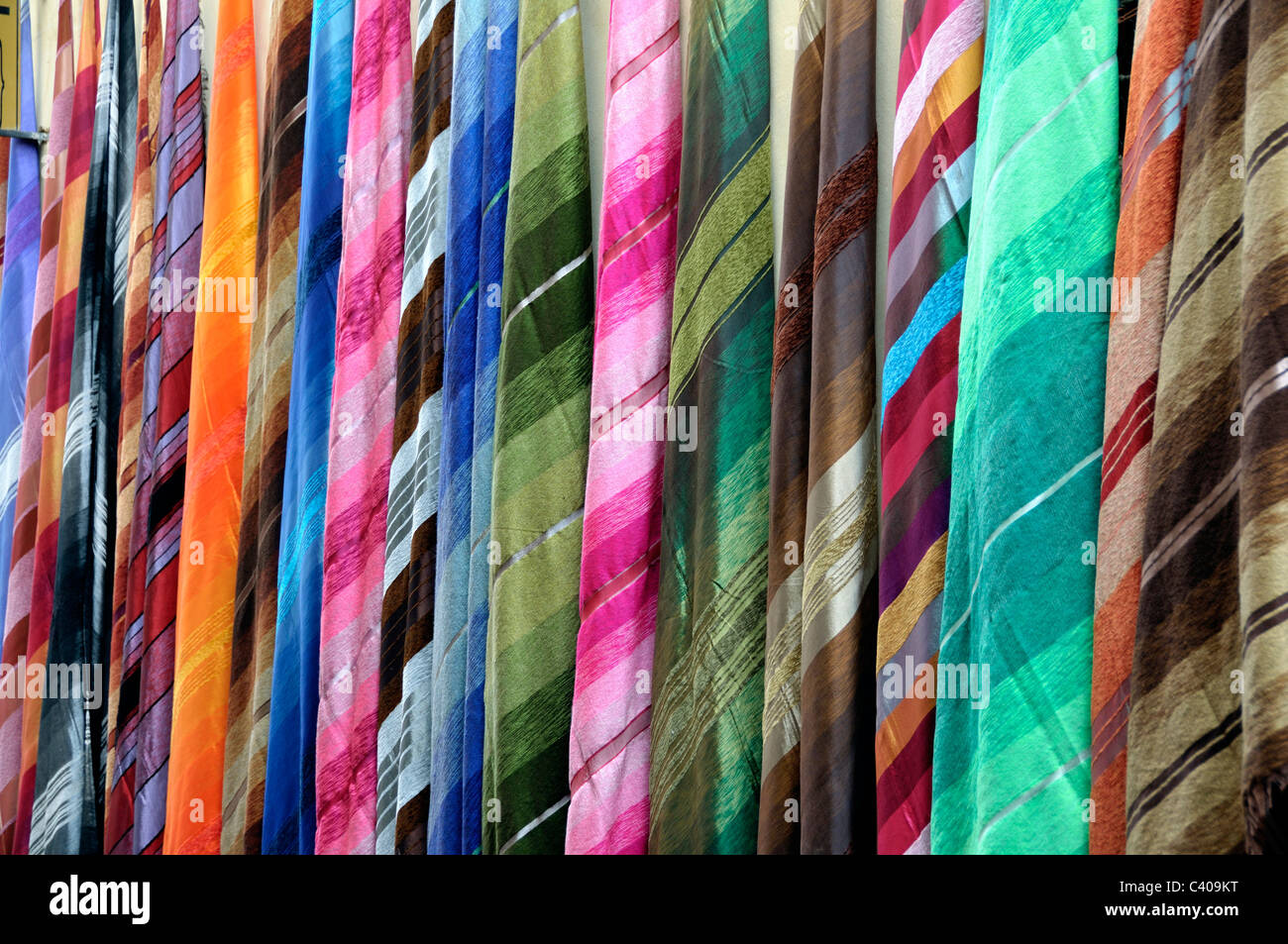 Africa, North Africa, cotton cloths, colourful, Fez, Morocco, Souk ...