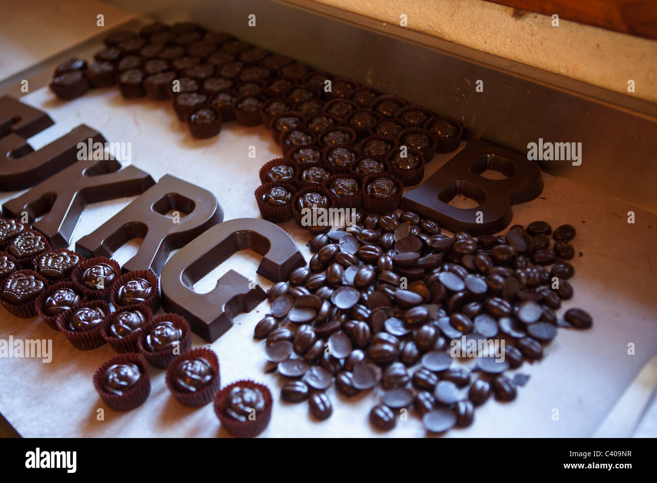 Chocolate laying on a table Stock Photo - Alamy