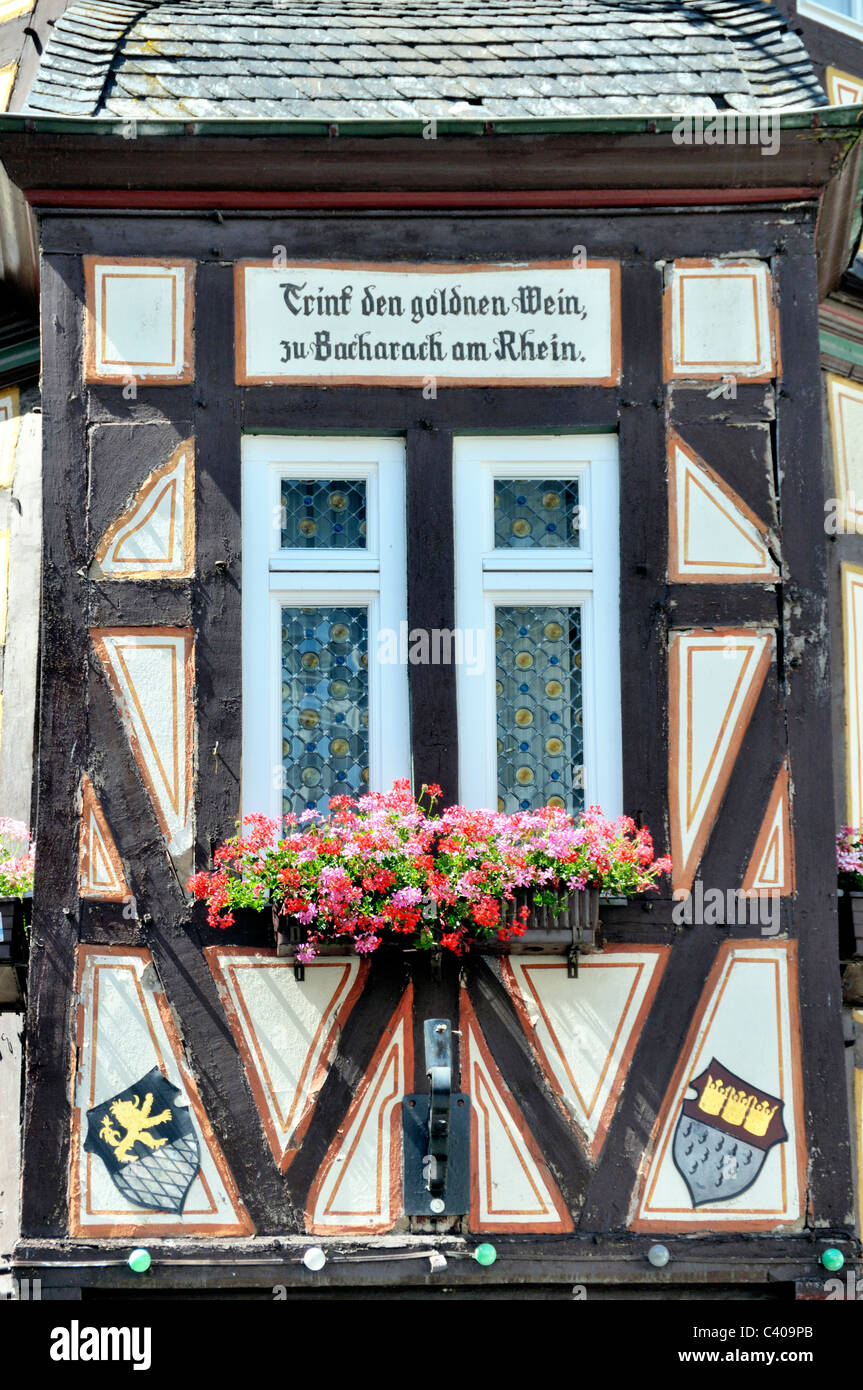 1368, old, Bacharach, Germany, Europe, half-timbered houses, house ...