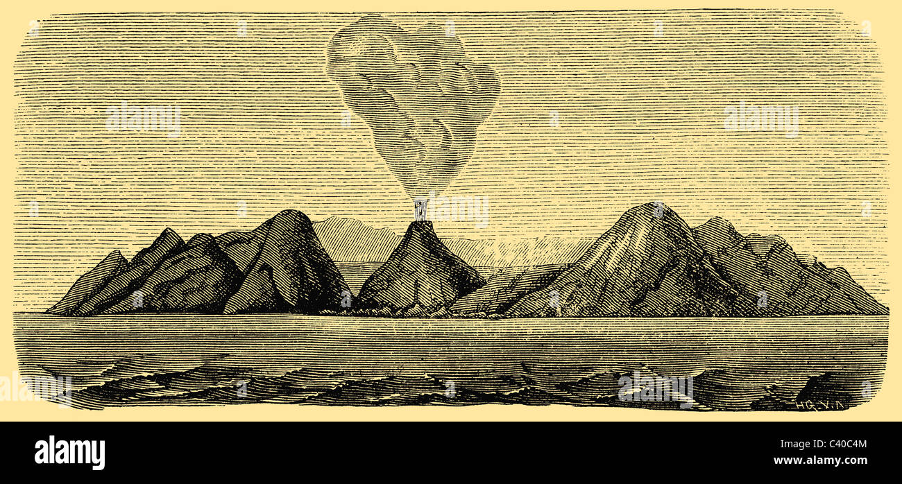 Volcanic island with old crater wall: Barren-Island (Andaman Islands ...