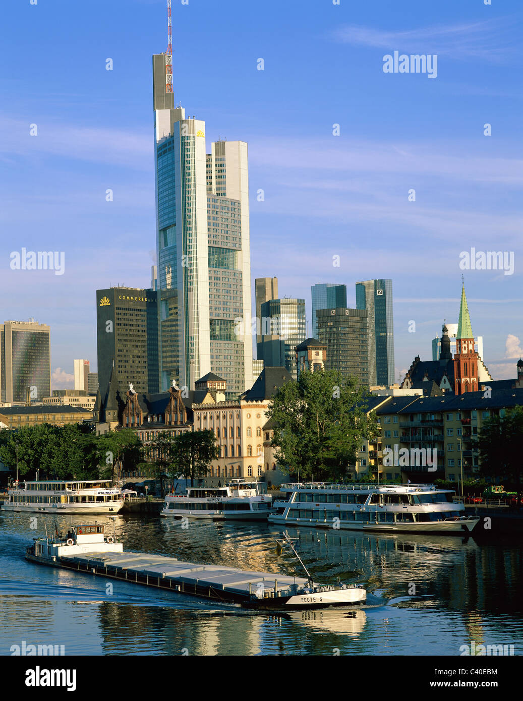 Barges, Dock, Docked, Downtown, Frankfurt, Germany, Europe, Holiday ...