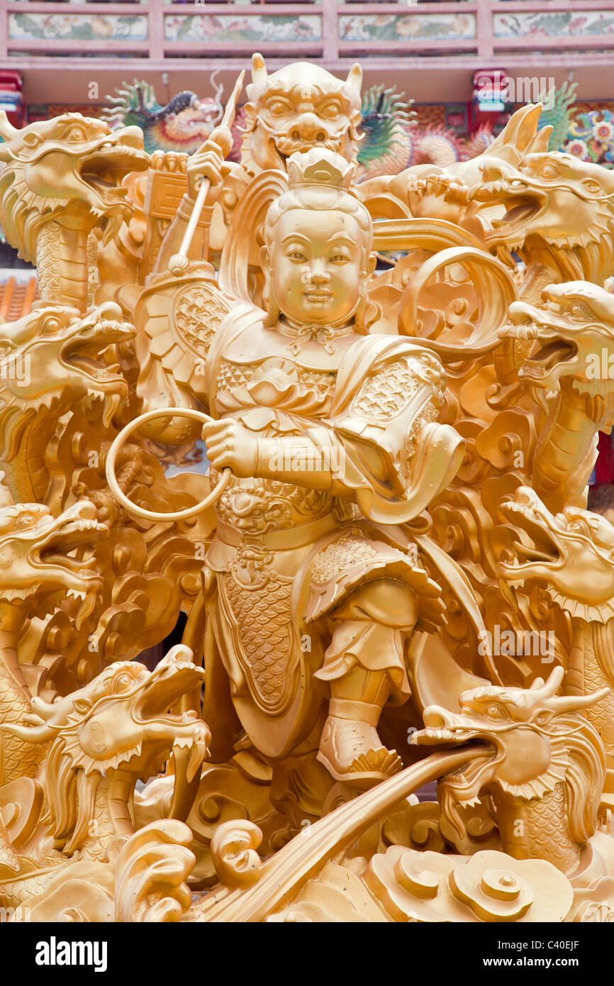 Golden Statue at Chinese Shrine,Temple,in Angsila,Chonburi,Thailand ...