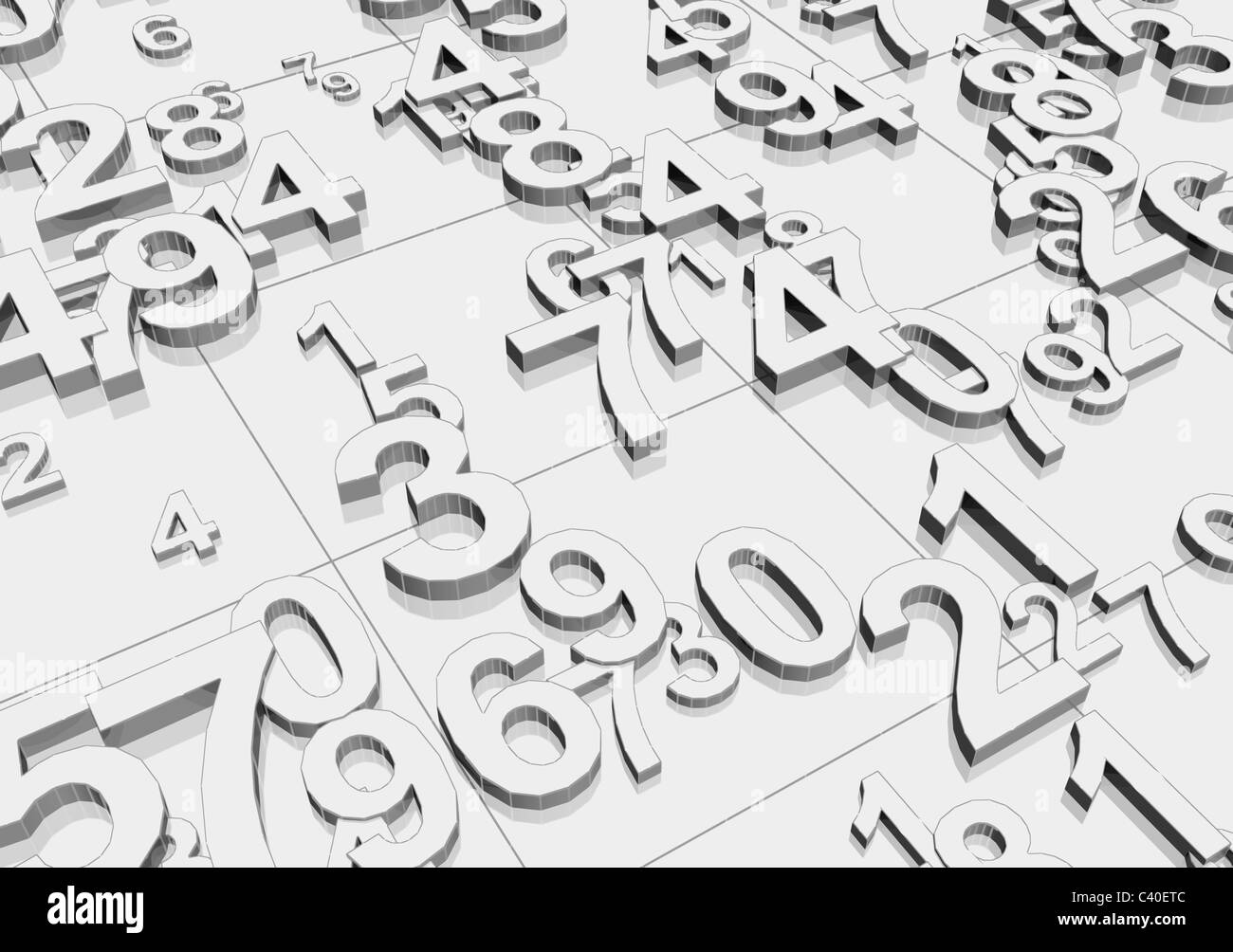 Chaotically placed gray numbers on checkered background Stock Photo - Alamy