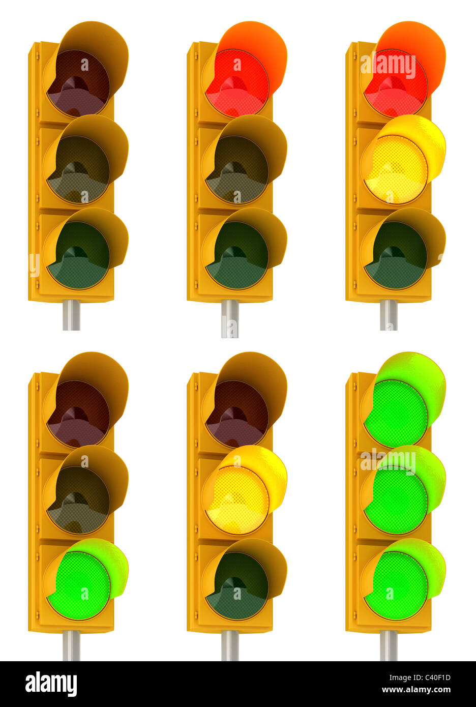 Set of traffic light combinations over white Stock Photo - Alamy