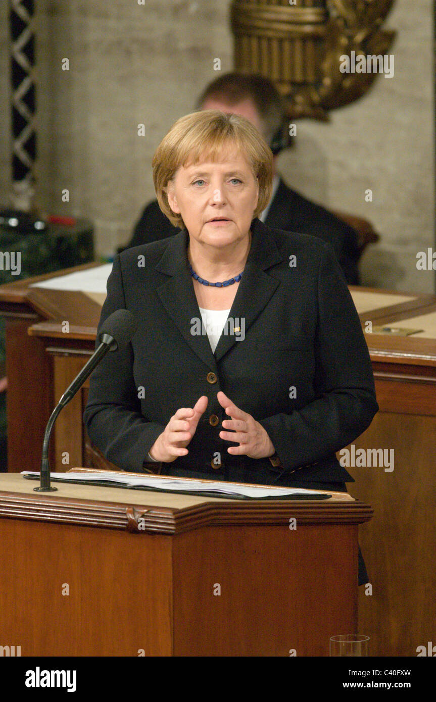 German Chancellor Angela Merkel speaks to the U.S. Congress in ...
