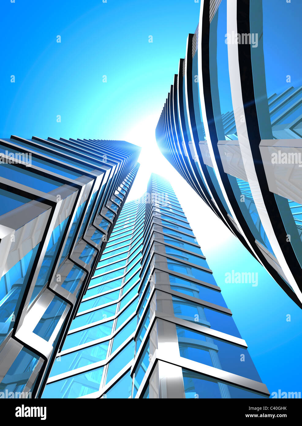 Blue glass of skyscraper Stock Photo - Alamy