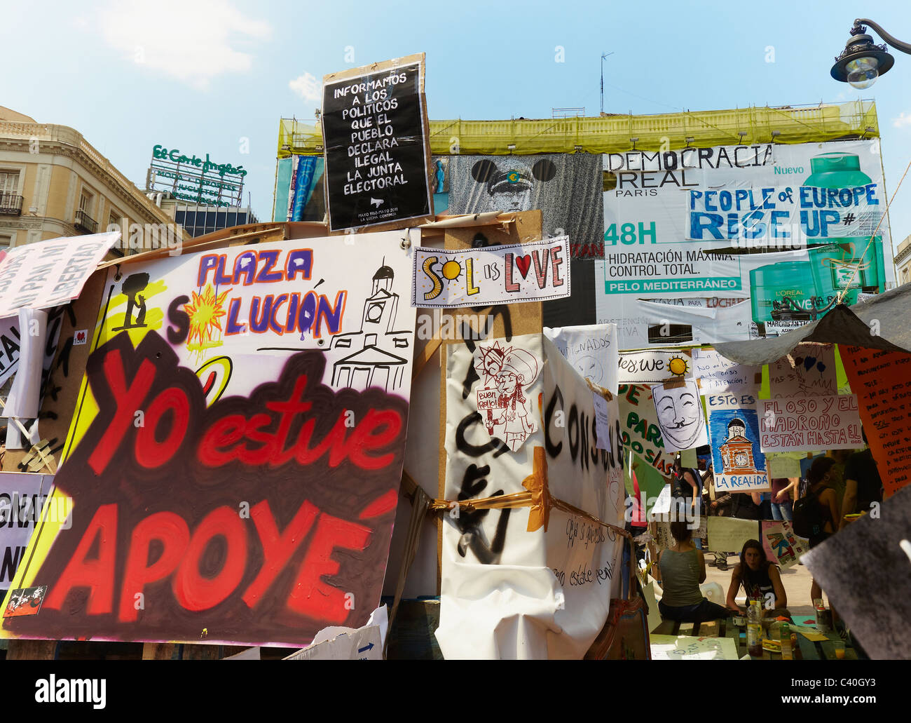 Movement 15M camp at Puerta del Sol Madrid Spain Stock Photo - Alamy