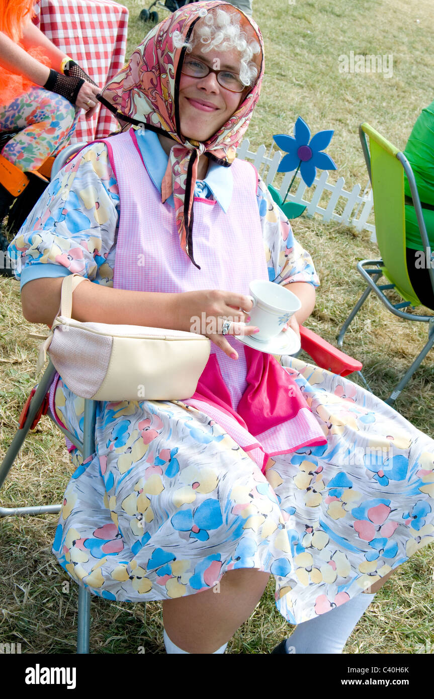 tea lady cleaner head scarf handbag adult, attractive, background ...