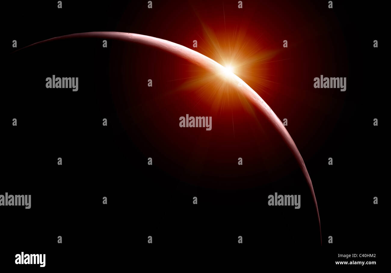 Red sun rising Stock Photo - Alamy