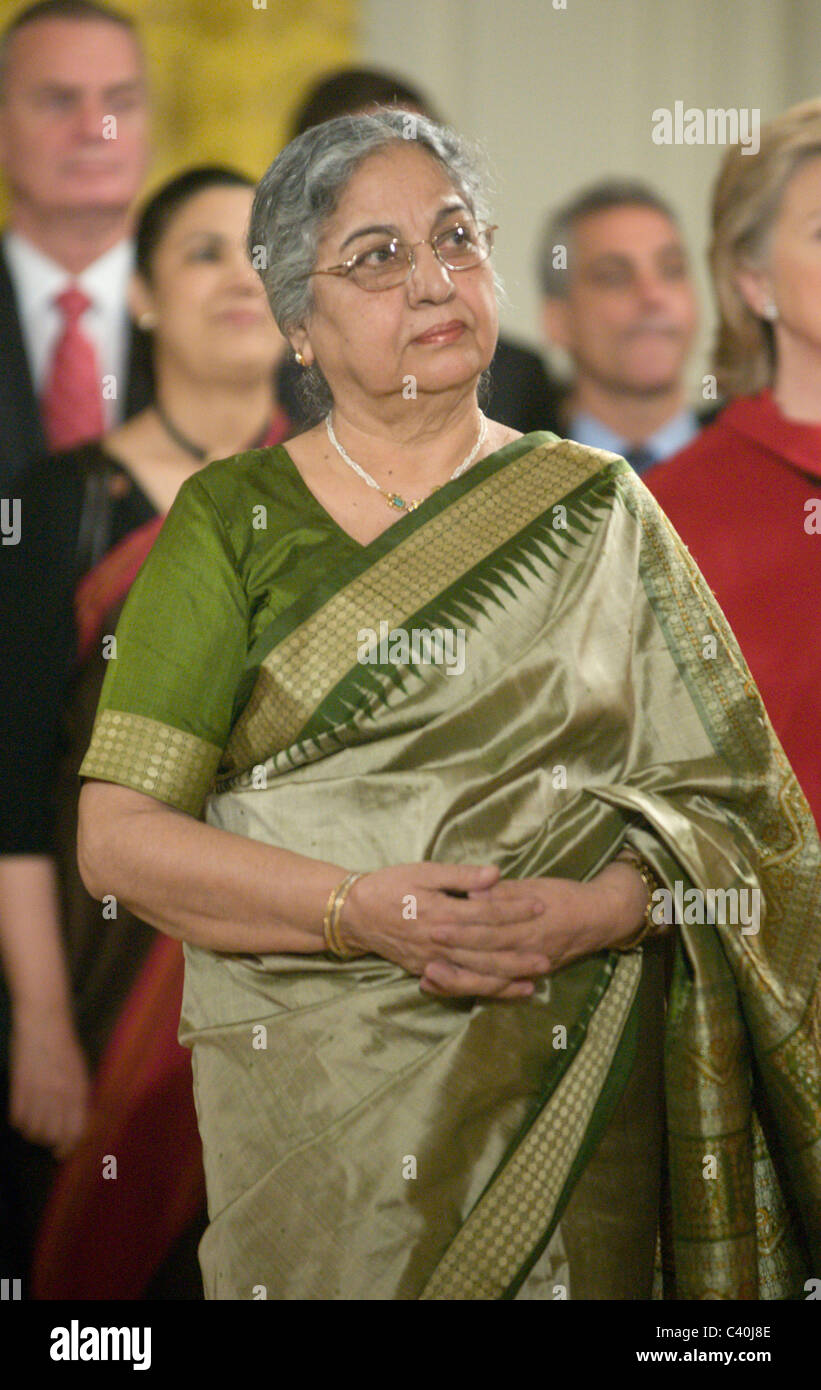 Gursharan Kaur, wife of Manmohan Singh, India's prime minister, waits ...