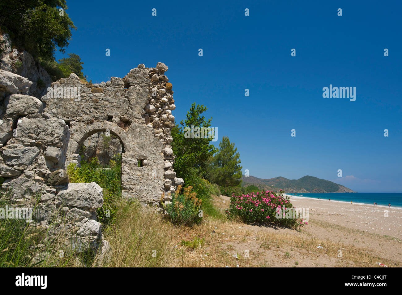 Turkish, Riviera, ruins, beach, seashore, Olympos, near Kemer, Lycia ...
