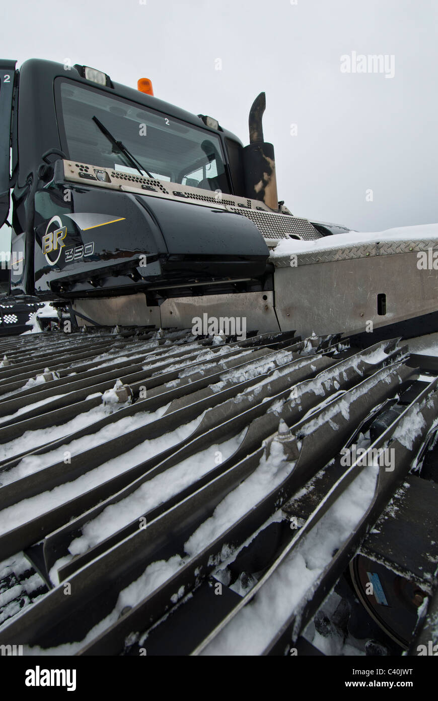 Tracks, Prinoth BR 350 snowcat grooming machine Stock Photo - Alamy