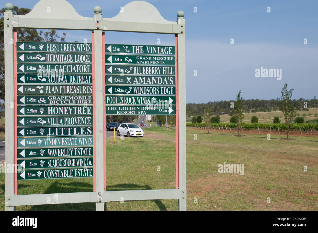 hunter valley Australia sign post signpost directions Stock Photo - Alamy