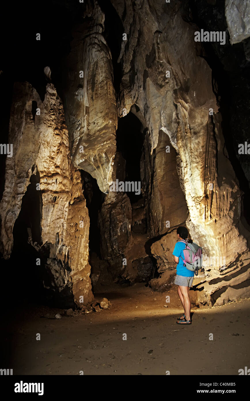 Person in passage in caves at Sterkfontein Cradle of Humankind South ...
