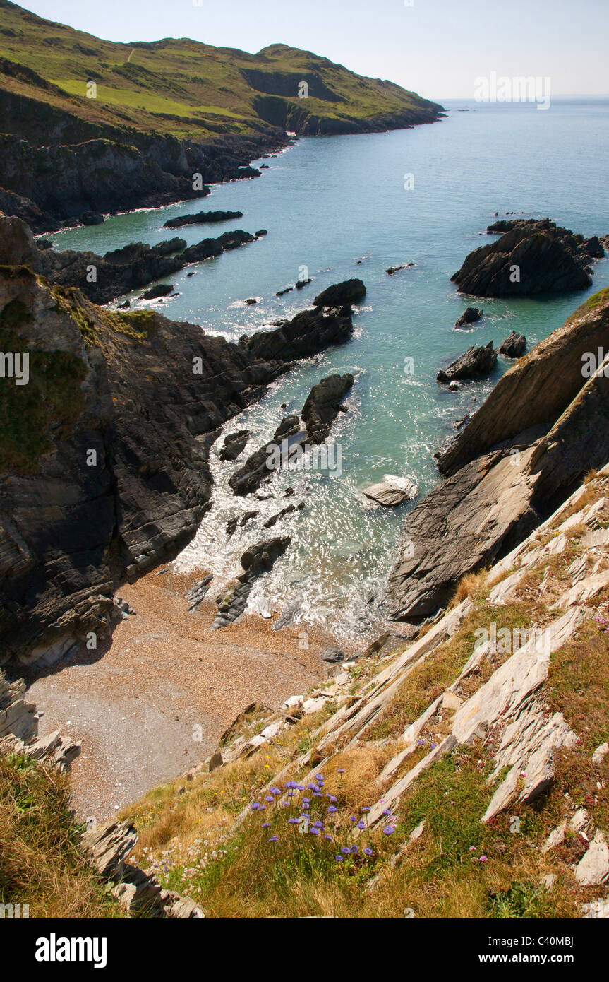 Rocky seascape on the north Devon coast near Ilfracombe looking towards ...
