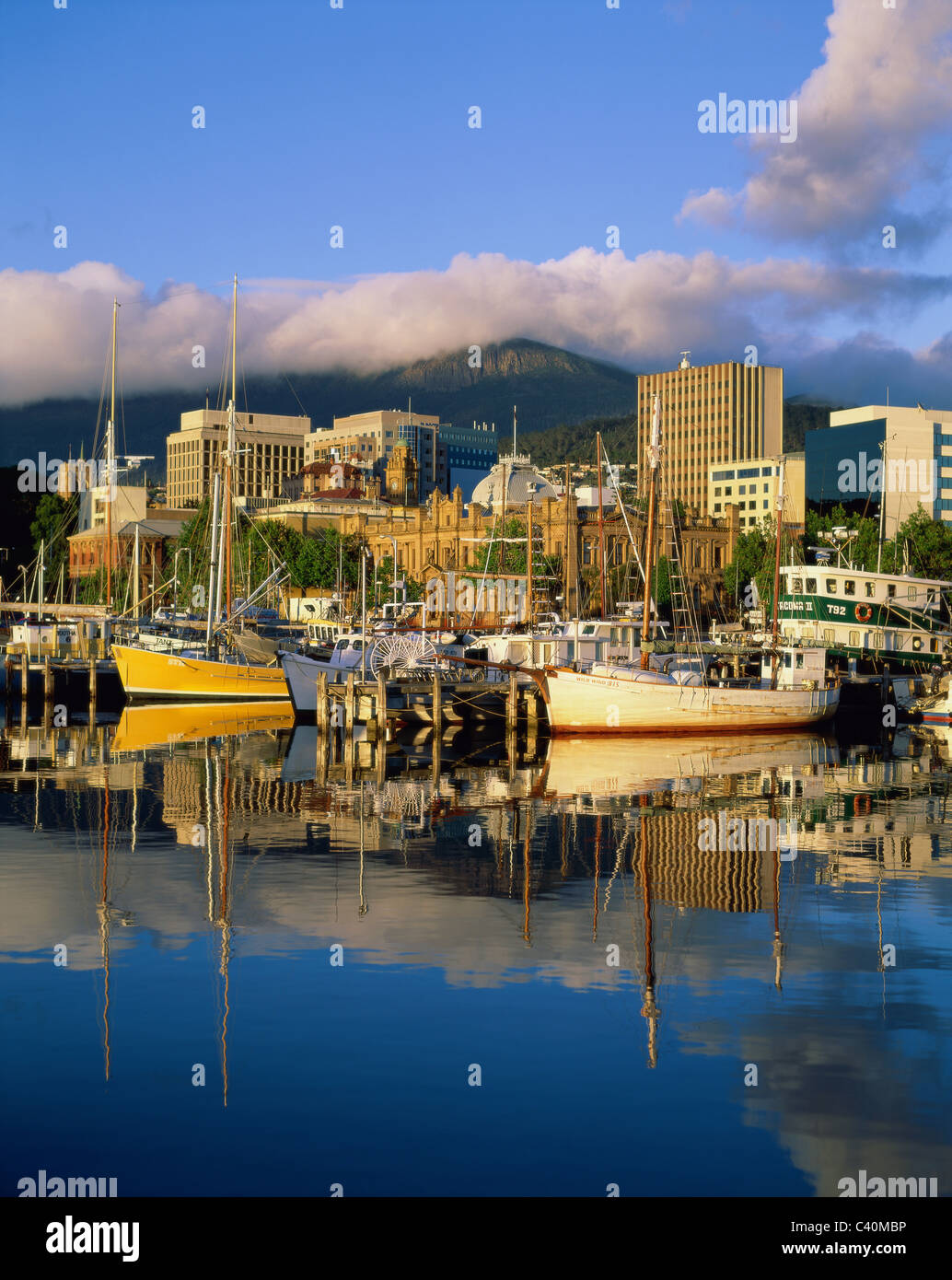 Australia, Boats, Buildings, City, Crowded, Derwent river, Hobart ...
