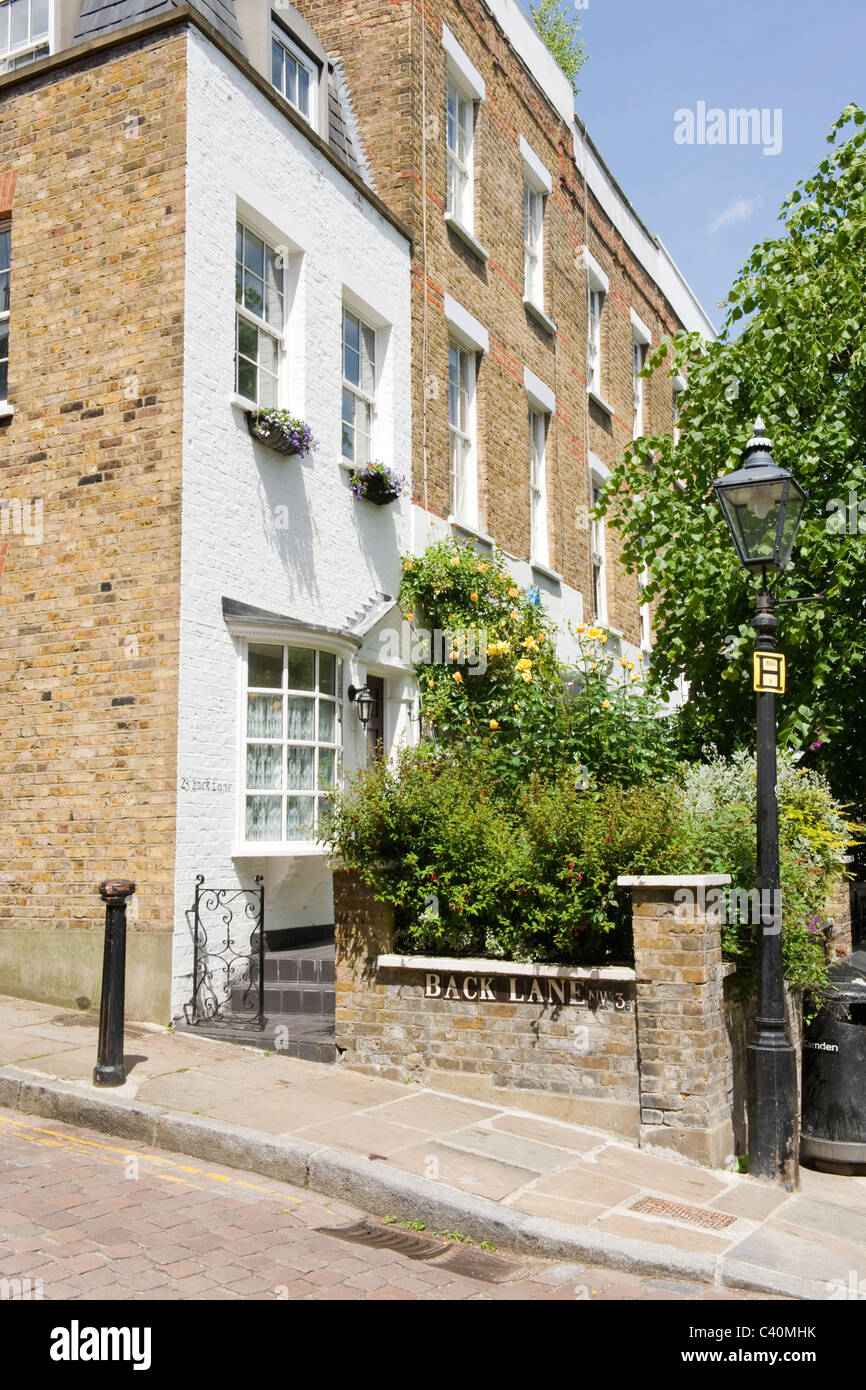 London , Hampstead Village , corner Back Lane Flask Walk typical ...
