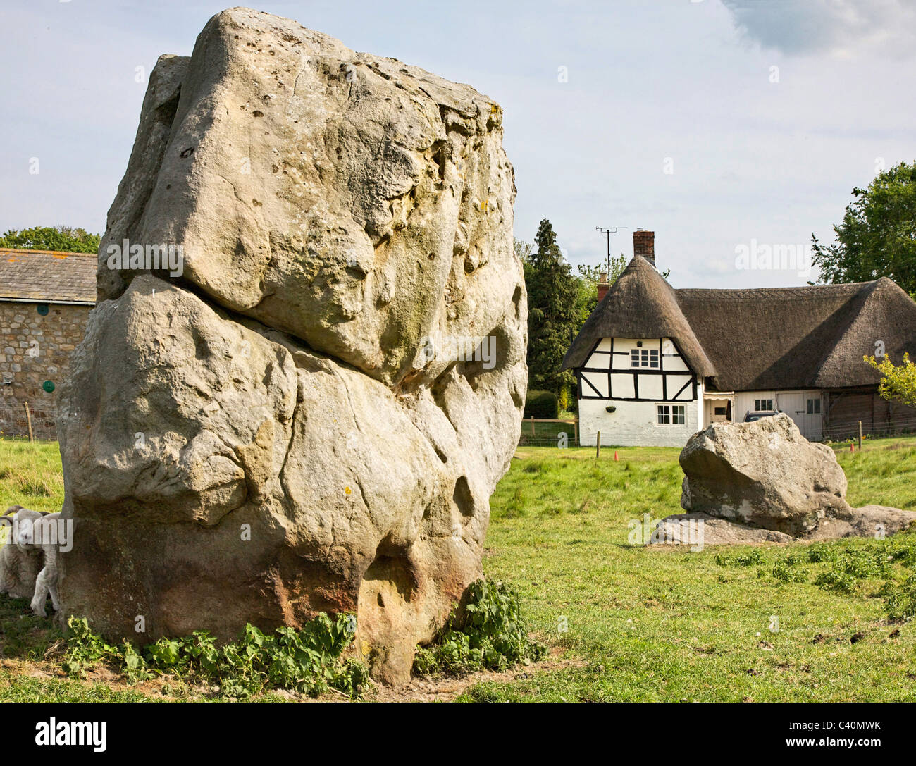 Massive sarsen monoliths in one of the inner stone circles of Avebury ...