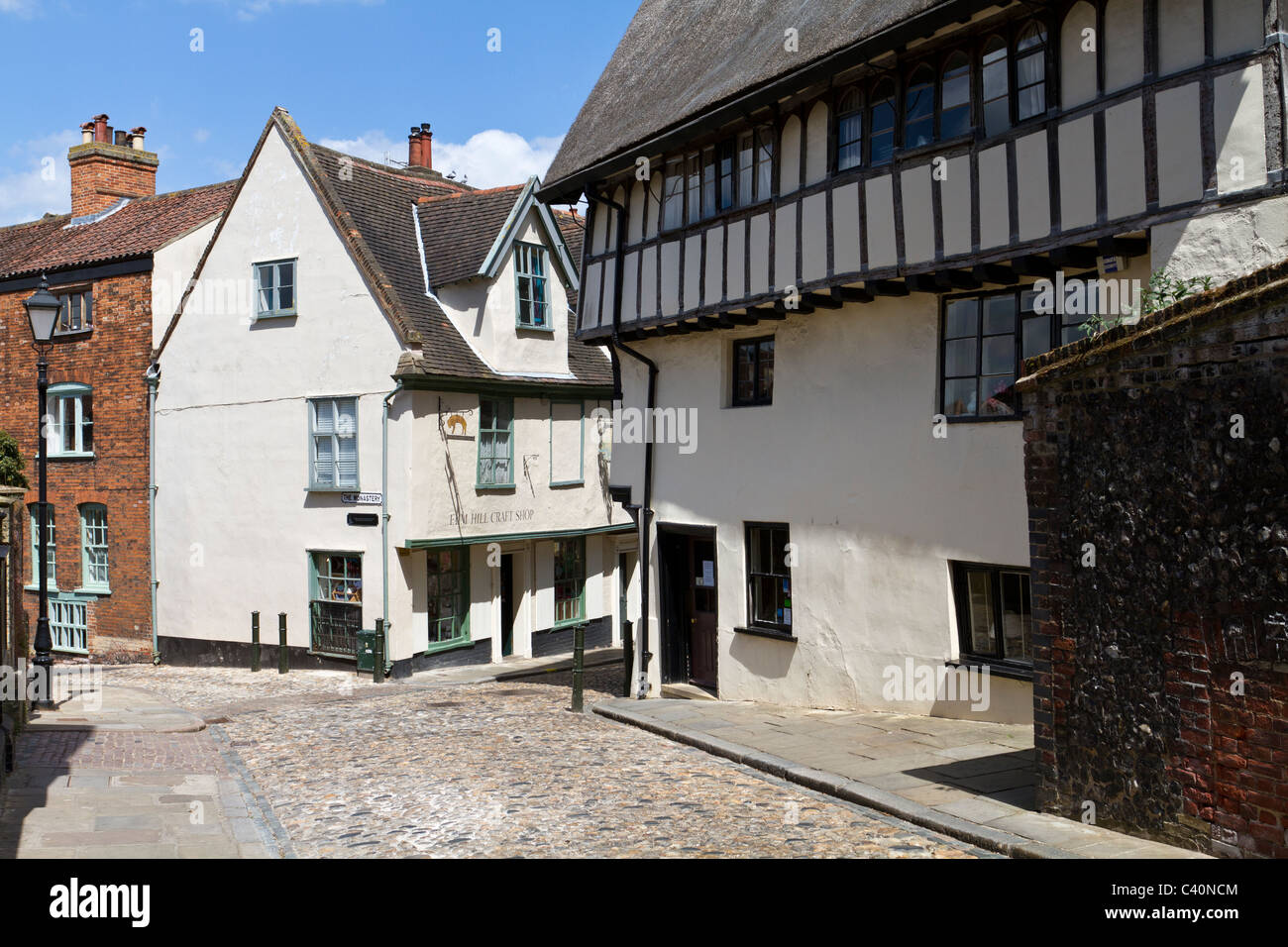 The medieval lanes and buildings of Elm Hill, Norwich, Norfolk, UK ...