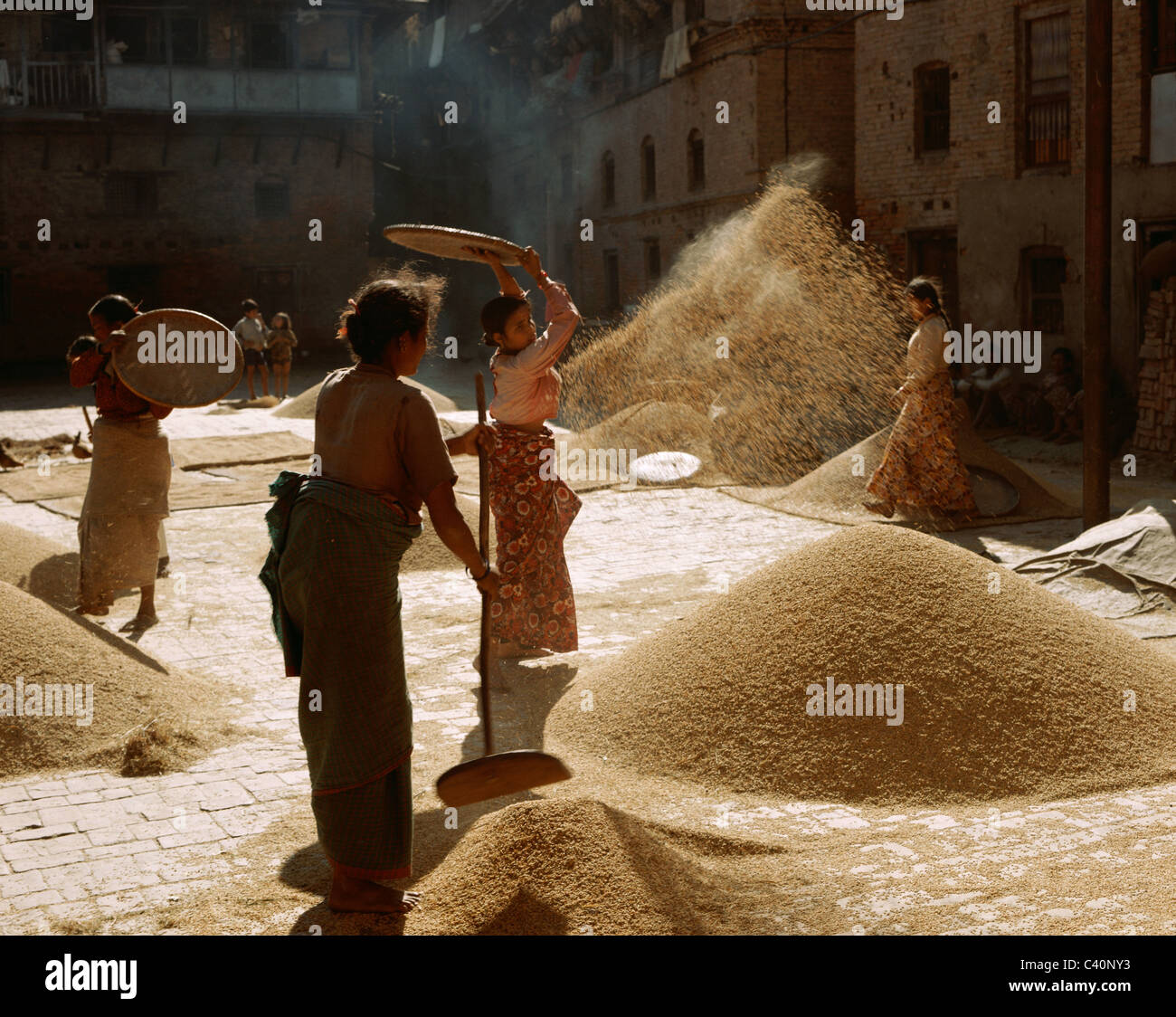 Asia, Asian, Bhaktapur, Grain, Holiday, Landmark, Nepal, People, Piles ...