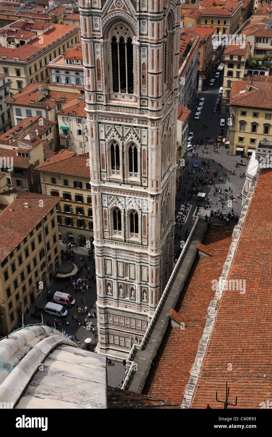 Giotto's bell tower of Florence city, a view from Cathedral top Stock ...