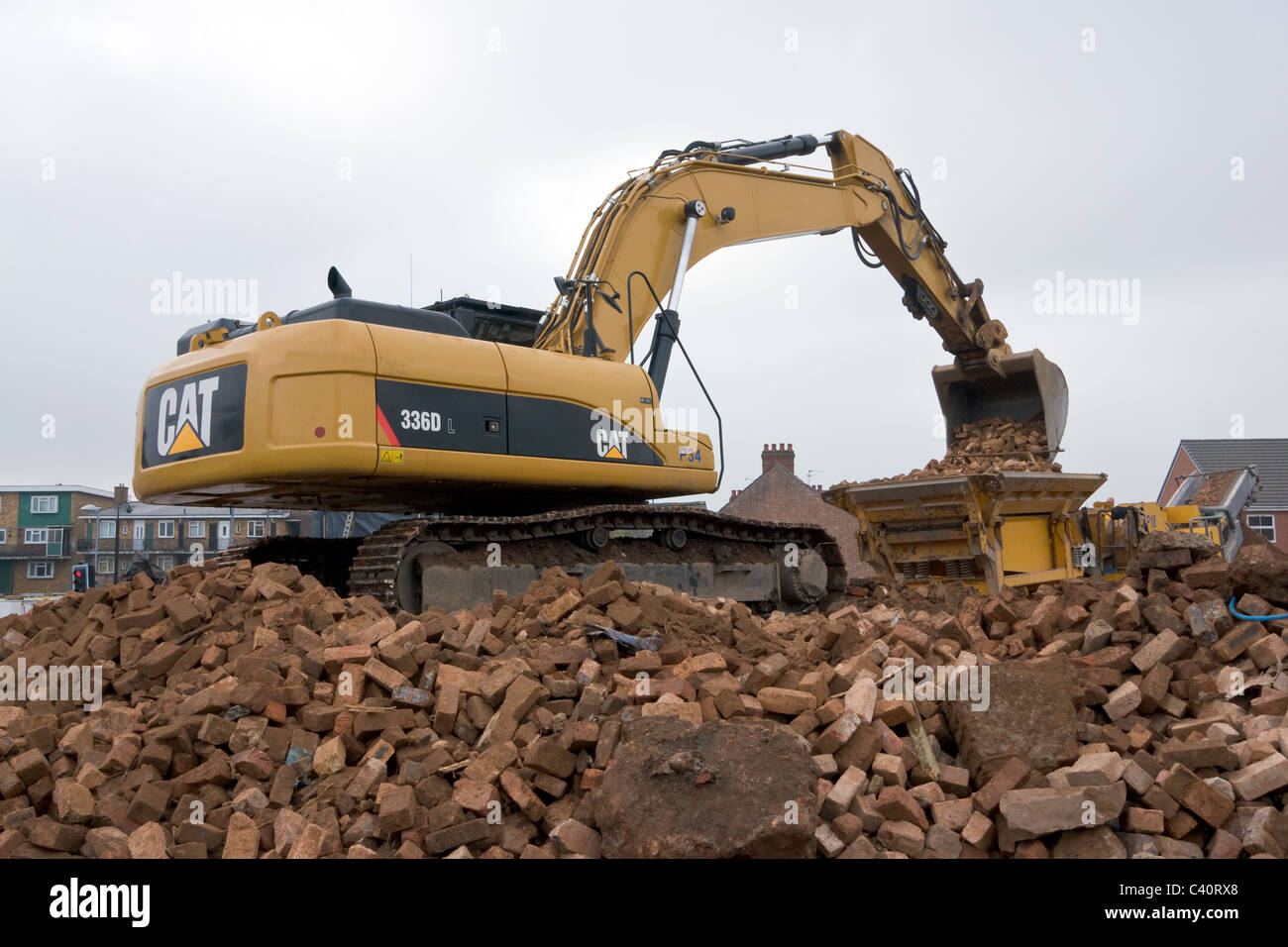 Tracked Excavator Loading Hopper Stock Photo - Alamy
