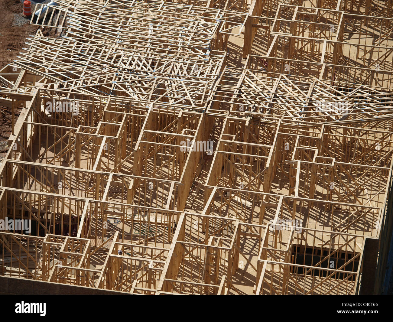 Wood framing stage of a large residential structure Stock Photo - Alamy