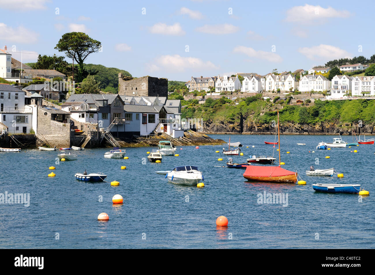 Polruan on the Fowey estuary, Cornwall, UK Stock Photo - Alamy