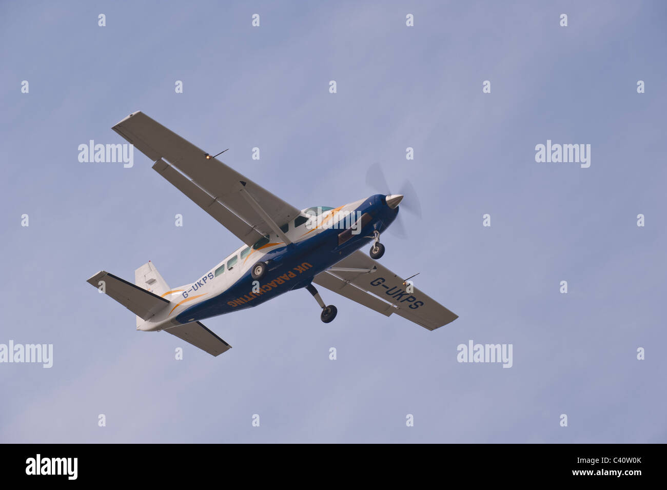 A small aeroplane used for a parachuting company in the uk Stock Photo ...