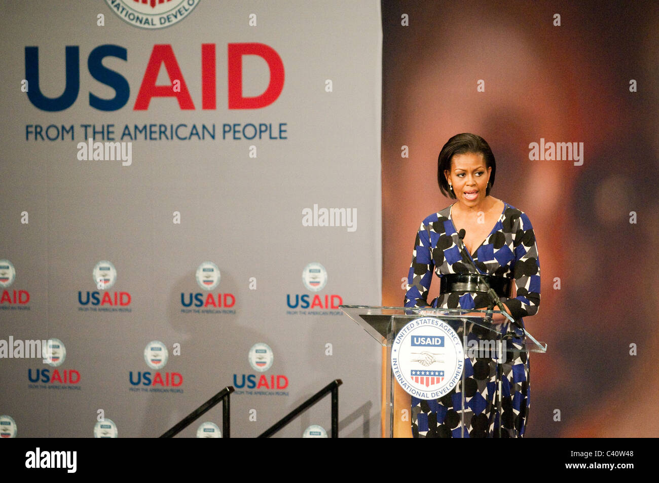 First Lady Michelle Obama speaks at the United States Agency for ...